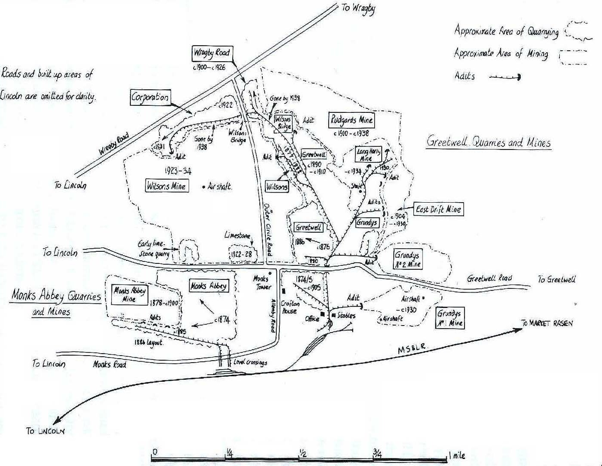 Greetwell Ironstone Mines: A Map of the system - photrek.co.uk